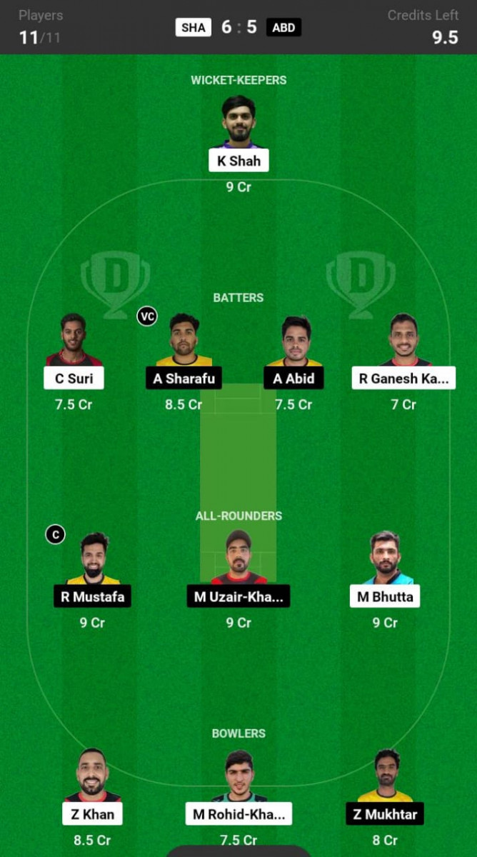 Sharjah vs Abu Dhabi Prediction, SHA vs ABD, Emirates D10 2024