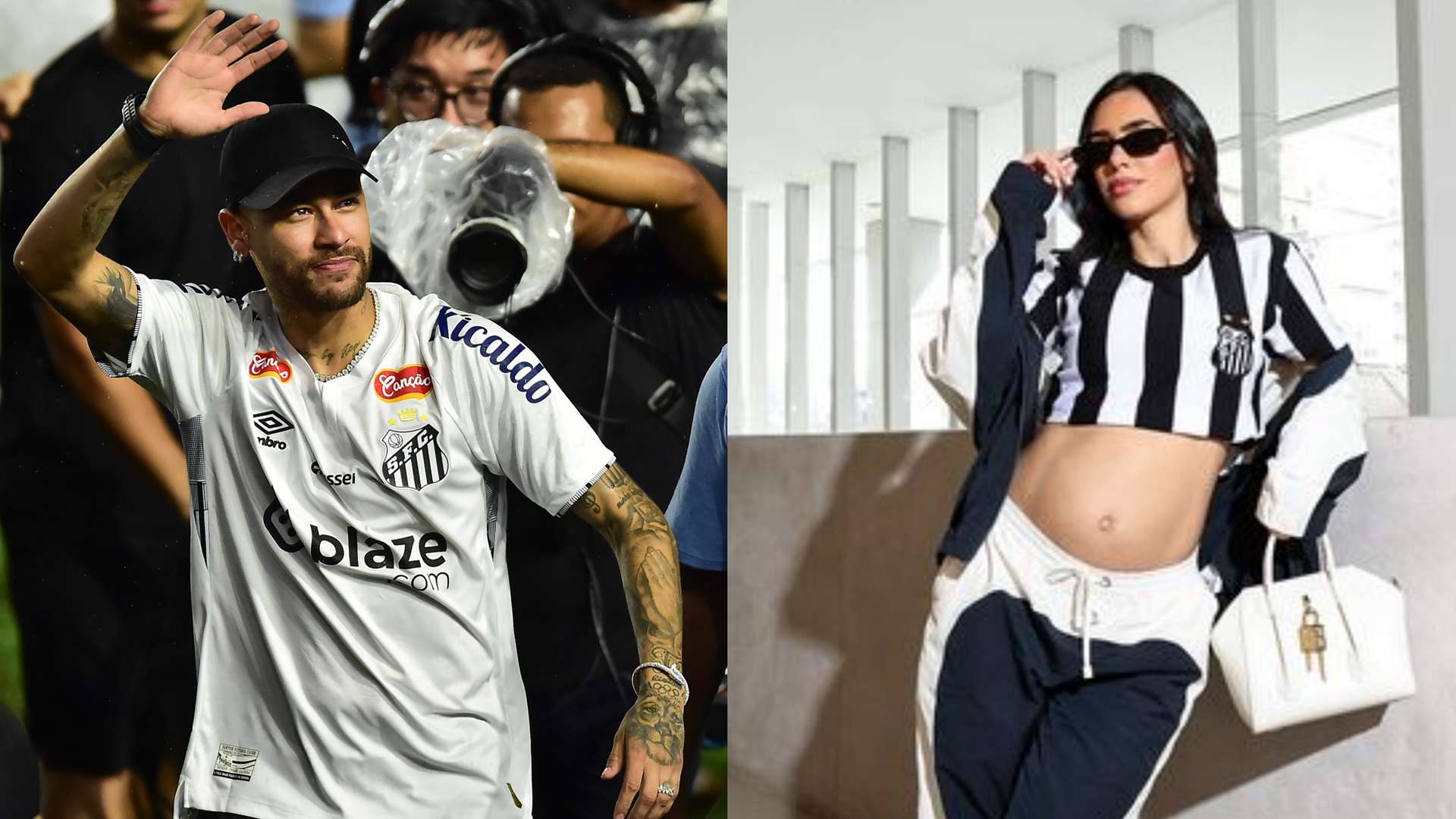 Neymar's pregnant girlfriend celebrates superstar's Santos return